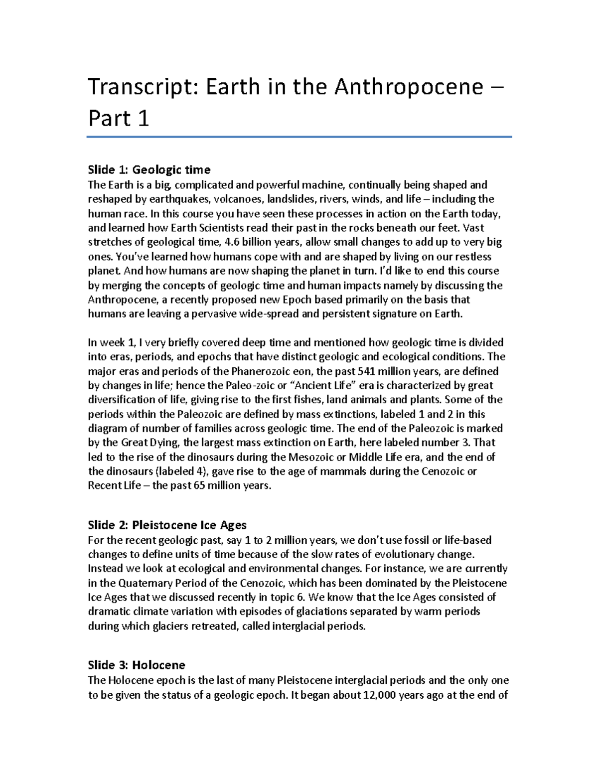 Audio Transcript-Earth in the Anthropocene-Part 1-GEOL-11040 ...
