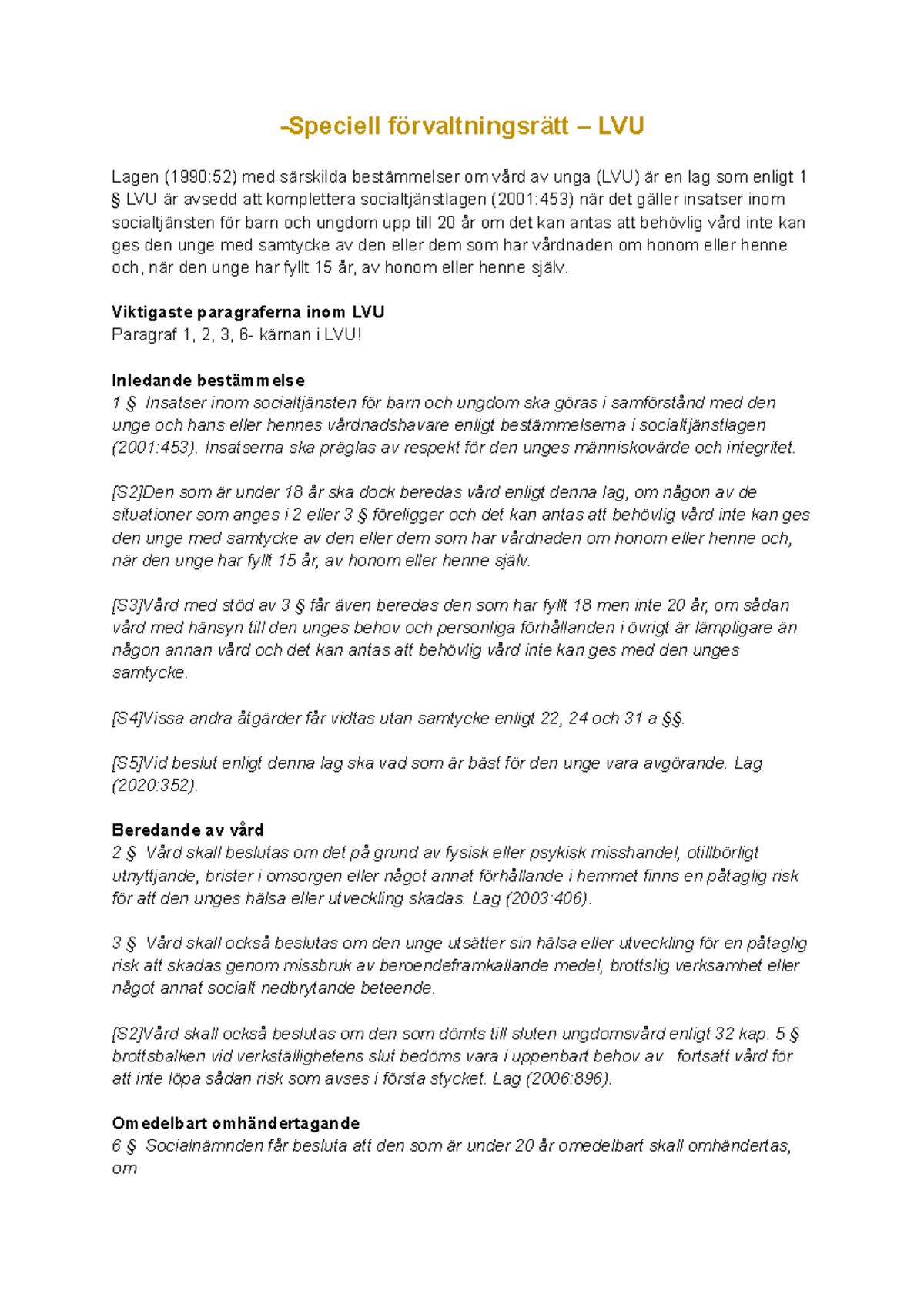 LVU - Föreläsningar och anteckningar om allt gällande LVU -Speciell ...