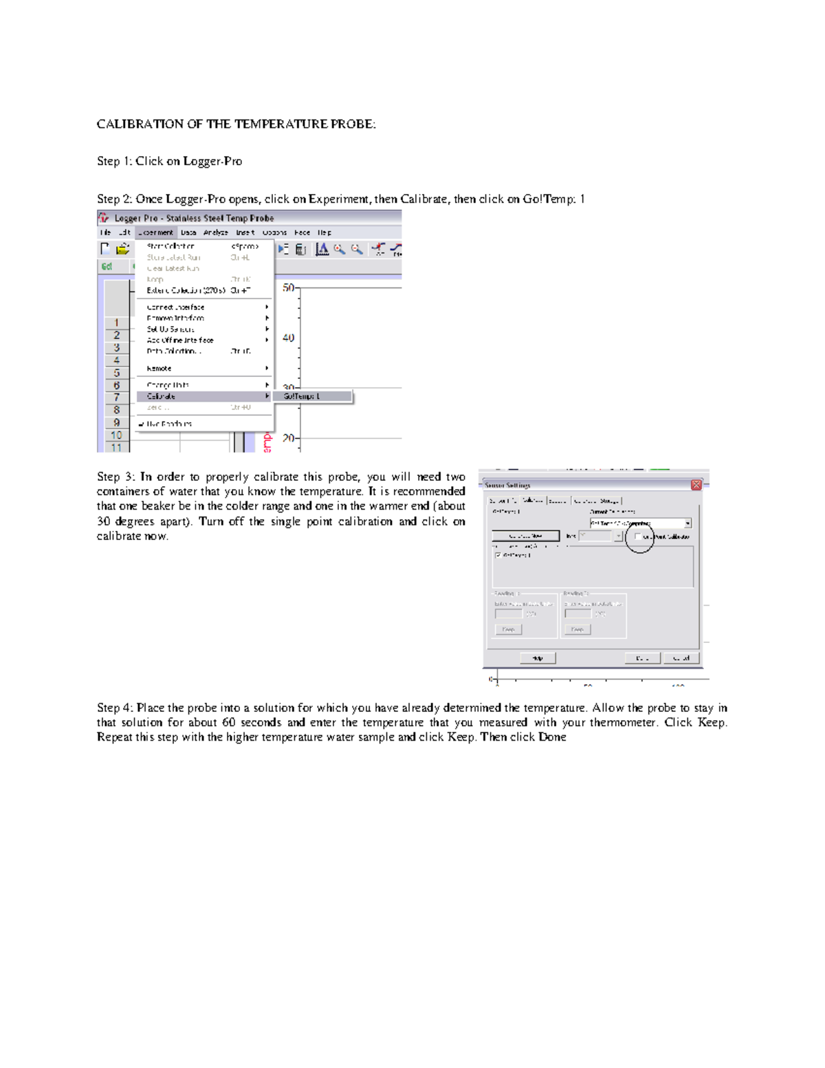 Experiment 5 calibration of the temperature probe - CALIBRATION OF THE ...