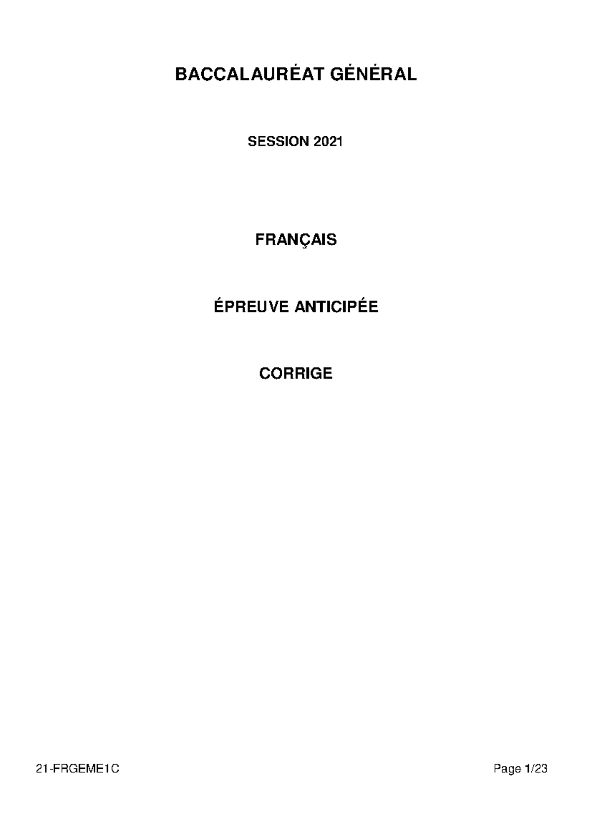 Corrige-sujet-1 - Correction sujet bac de français ècrit - BACCALAURÉAT ...