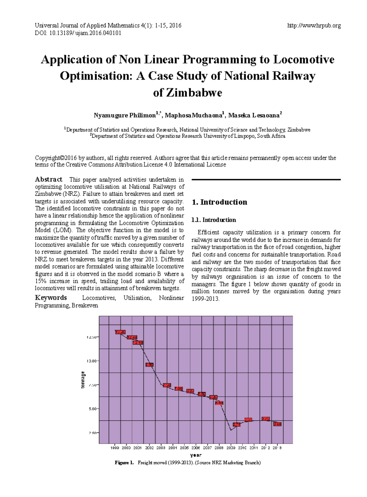 Application of Non Linear Programming to Locomotiv - Universal Journal ...
