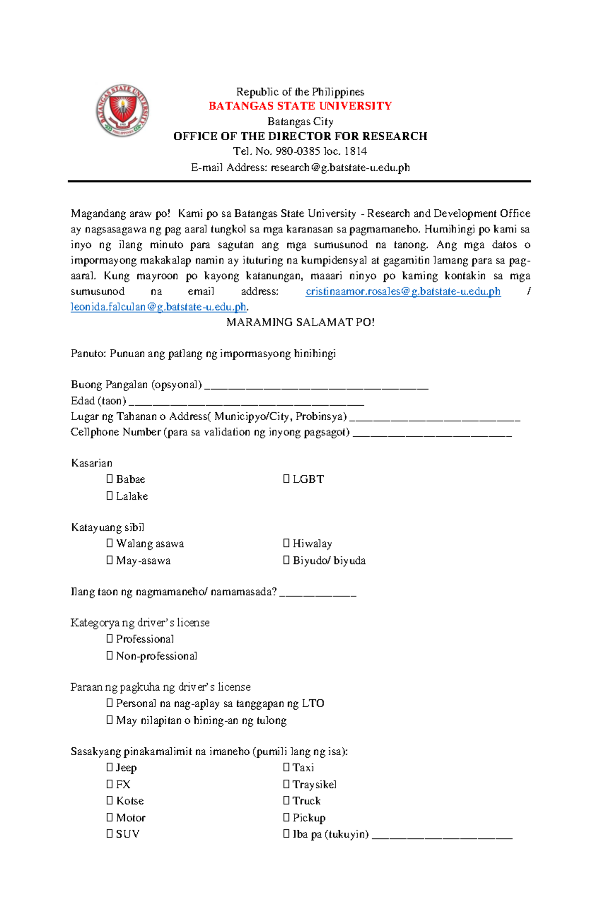 Anger-management-questionnaire - Republic of the Philippines BATANGAS ...