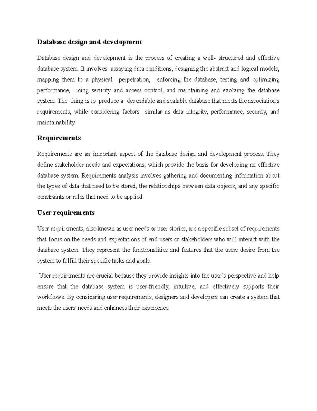 DDD Activity - dhkmjh.; - Database design and development Database design and development is the ...