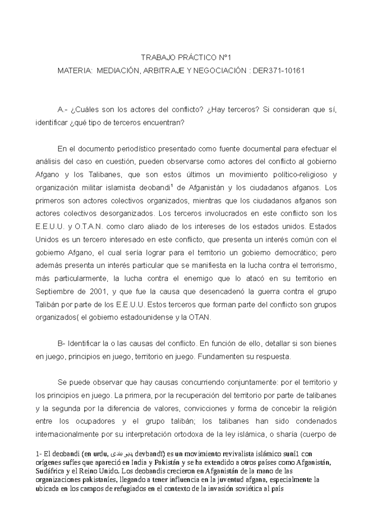 TP1 Mediacion - APROBADO 9 - TRABAJO PRÁCTICO N° MATERIA: MEDIACIÓN, ARBITRAJE Y NEGOCIACIÓN ...