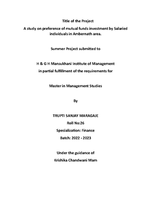 Project title page format - University of Mumbai A PROJECT REPORT ON “A ...