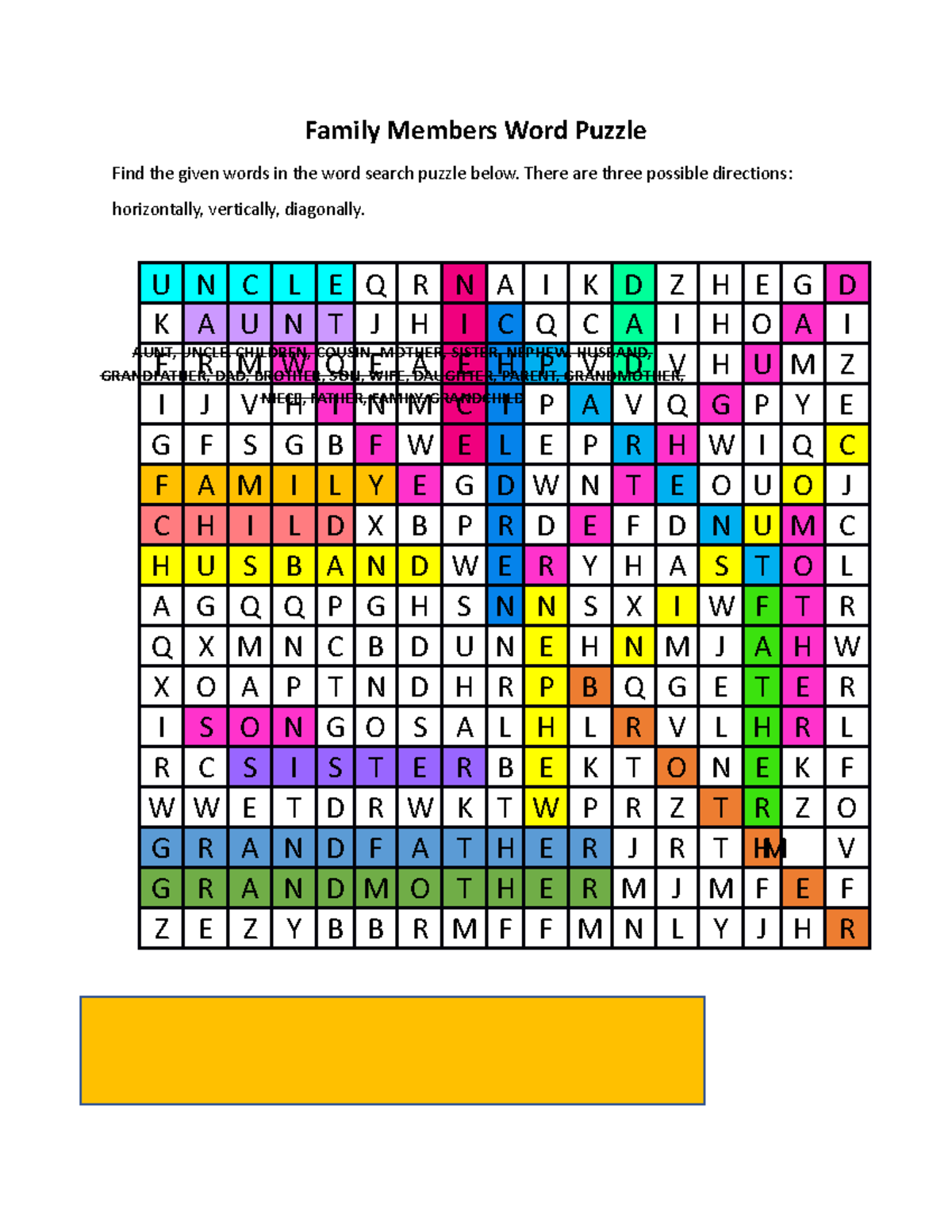 Herrera Alejandra Family members Word puzzle - Family Members Word ...