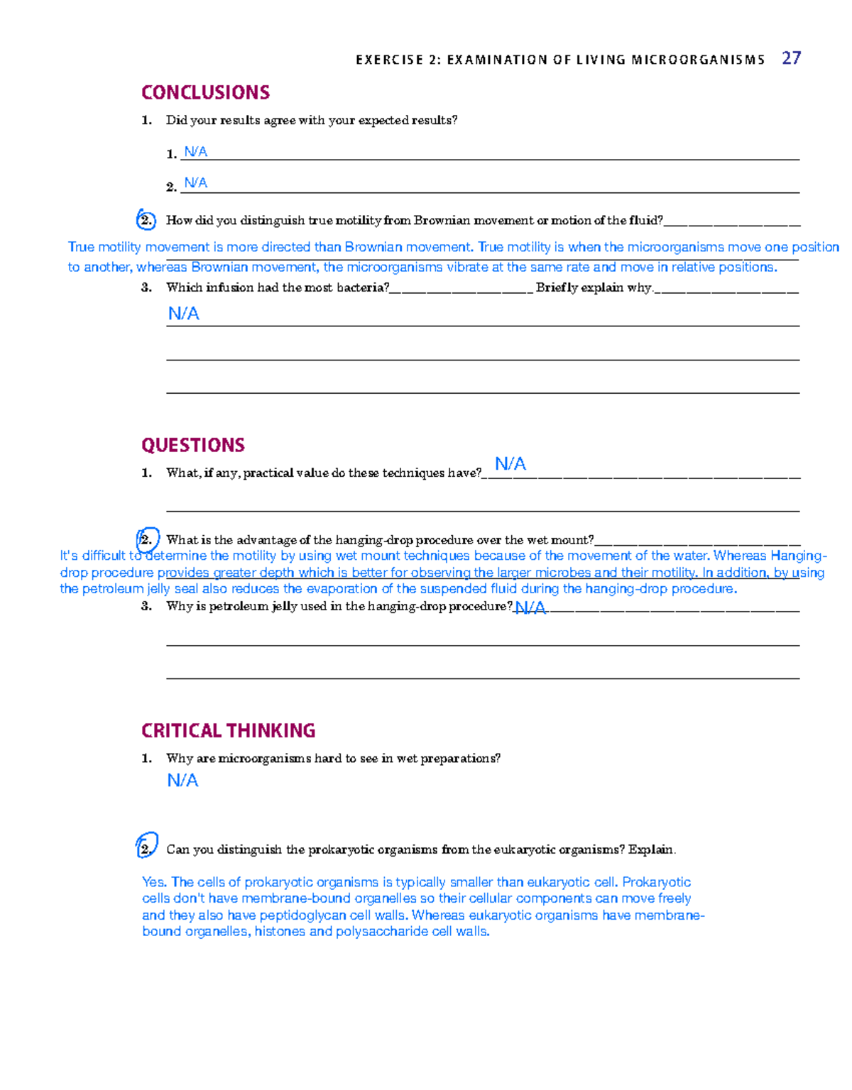 General Microbiology Homework assignment #1 - 1. CONCLUSIONS Did your ...