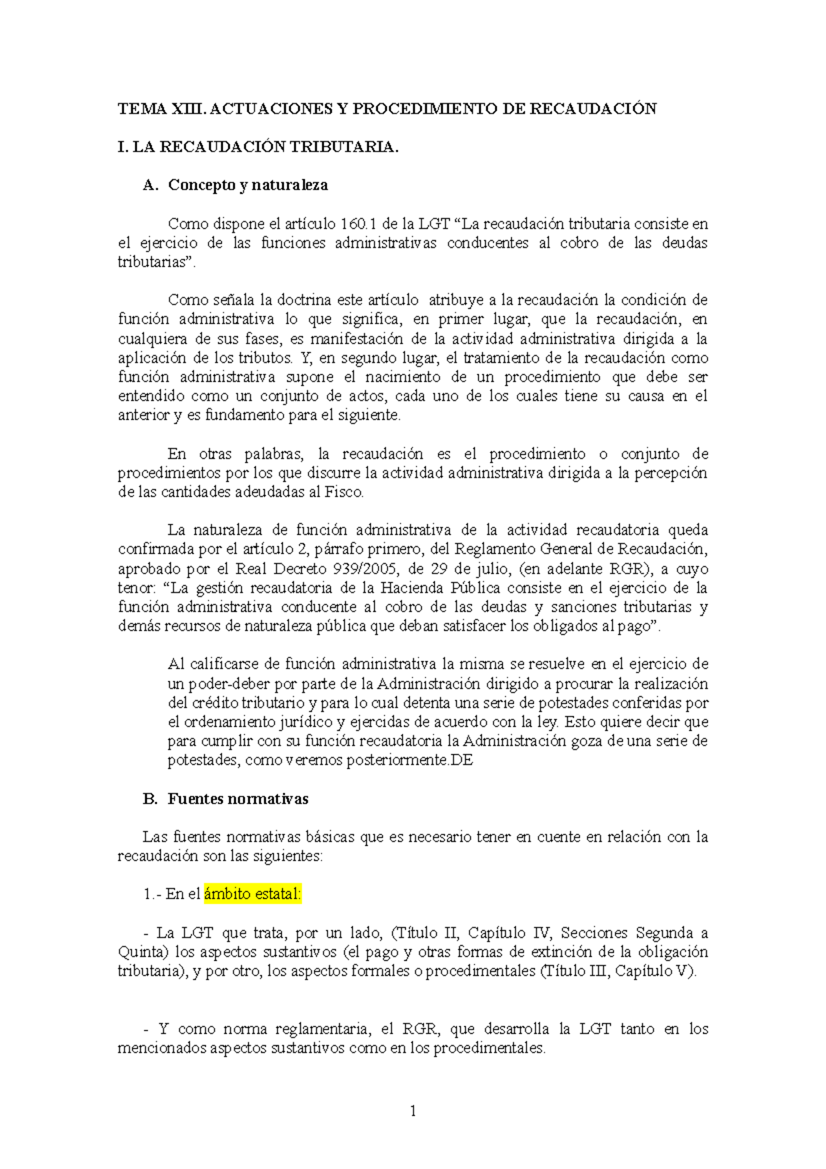 TEMA XIII. Recaudación - TEMA XIII. ACTUACIONES Y PROCEDIMIENTO DE ...