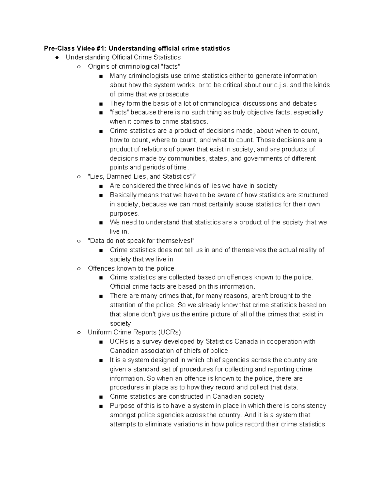 CRM 1300 Lecture 4 - Official Crime Statistics - Pre-Class Video #1 ...