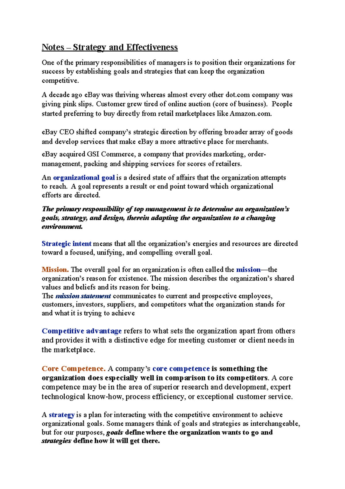 Notes - Strategy and Effectiveness - Notes – Strategy and Effectiveness ...