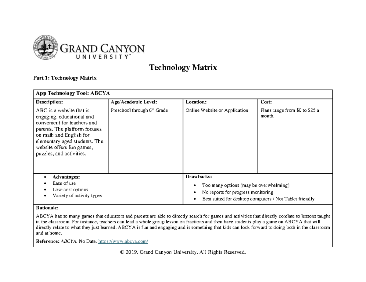 SPD470-T5-Technology Matrix- Technology Matrix Part 1: Technology ...
