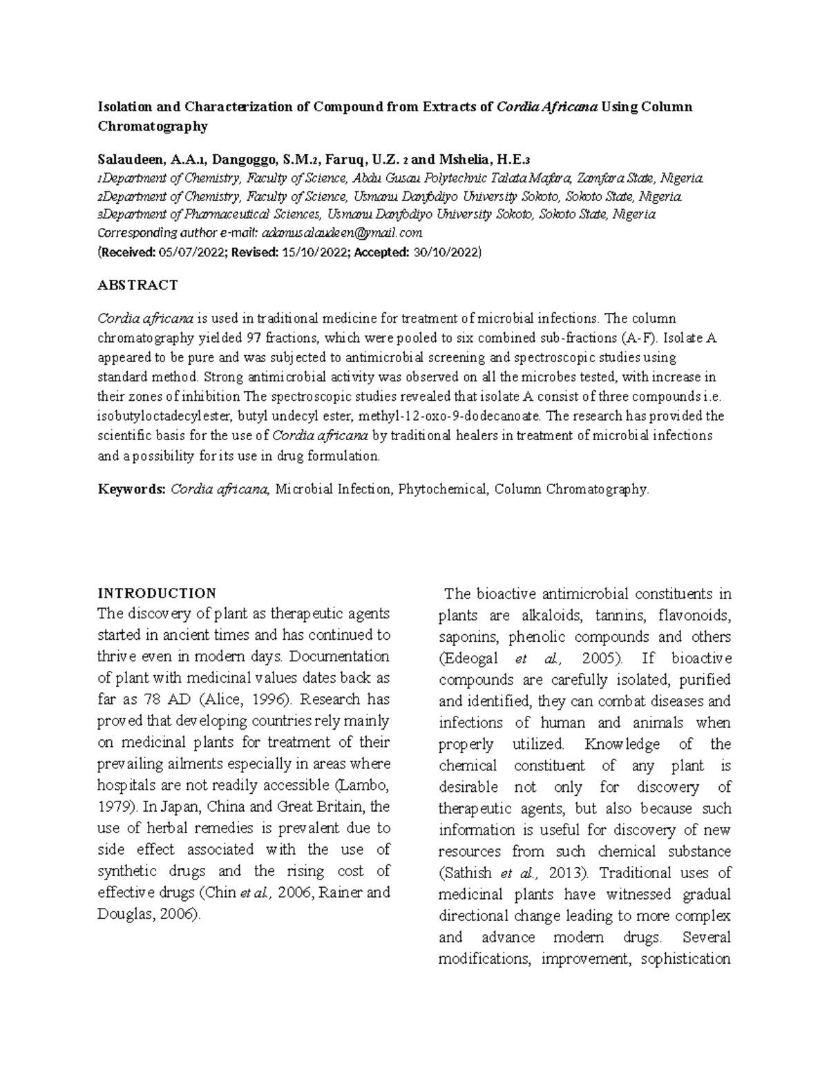 DOC3 - this is great - Isolation and Characterization of Compound from Extracts of Cordia ...