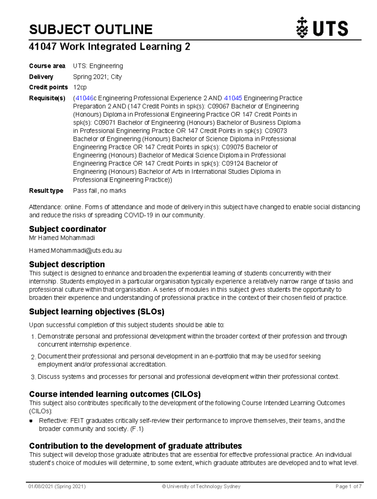 Subject outline 2021 - 41047 - Studocu