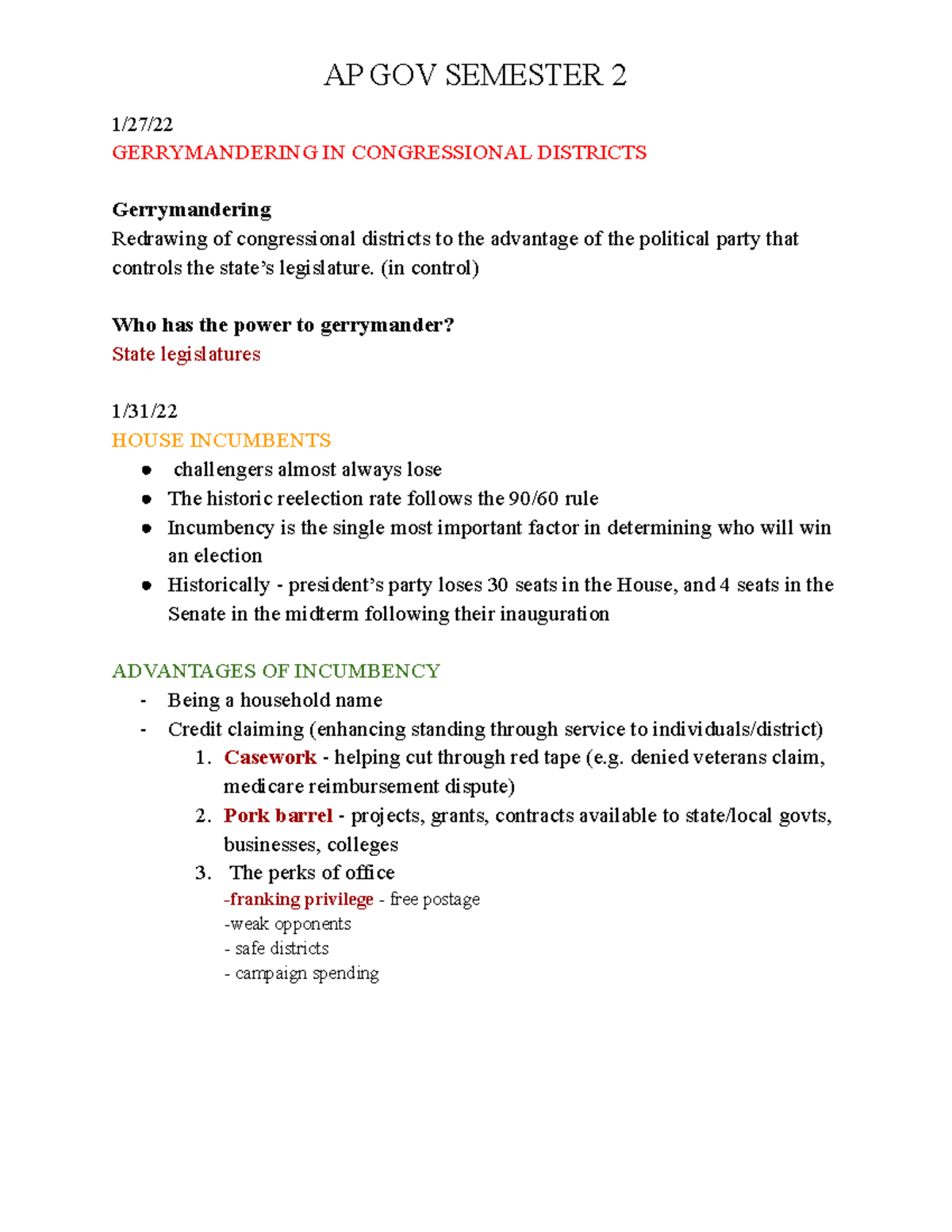 AP GOV Notes 2 - second semester topics - AP GOV SEMESTER 2 1/27 ...
