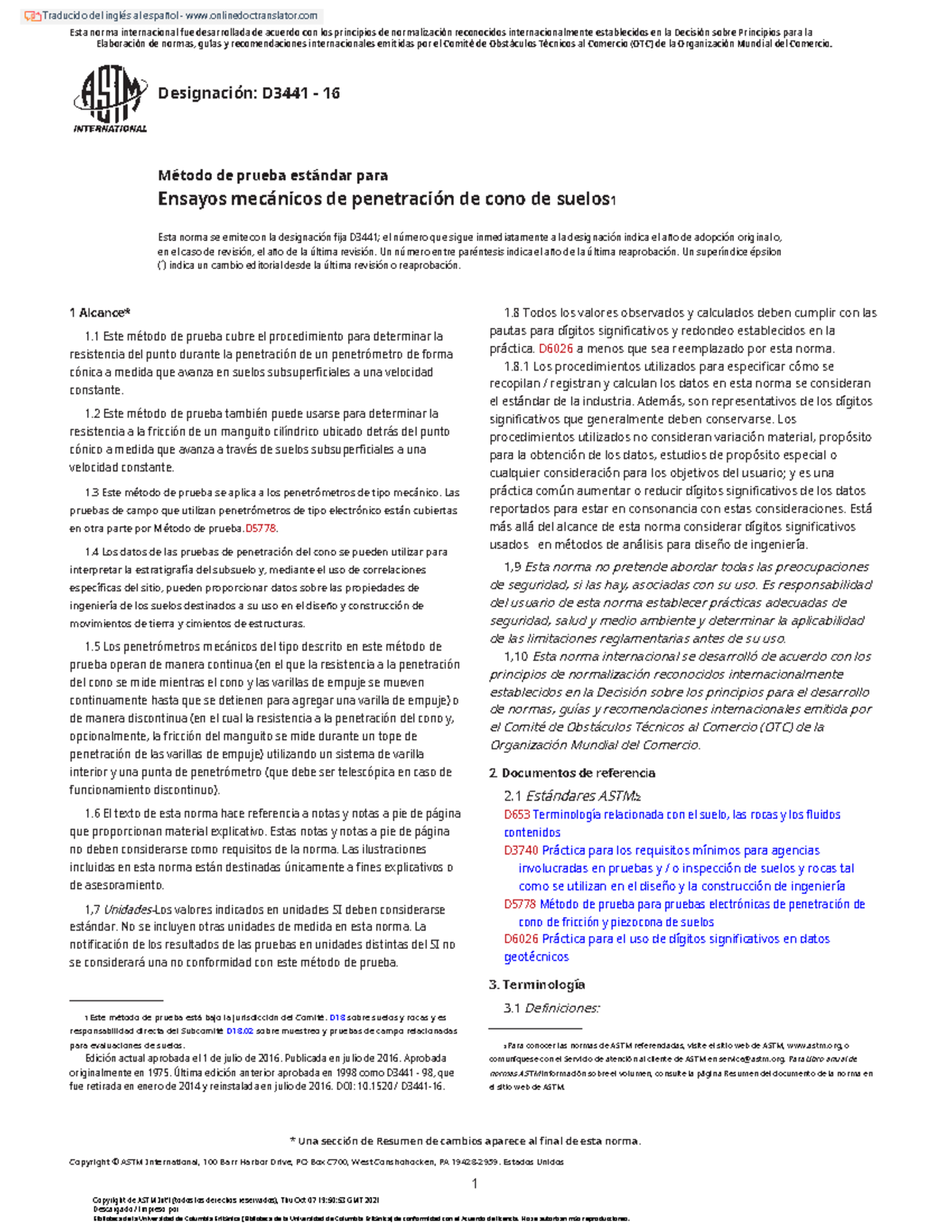 Astm-D3441 CTP - ctp - Esta norma internacional fue desarrollada de ...