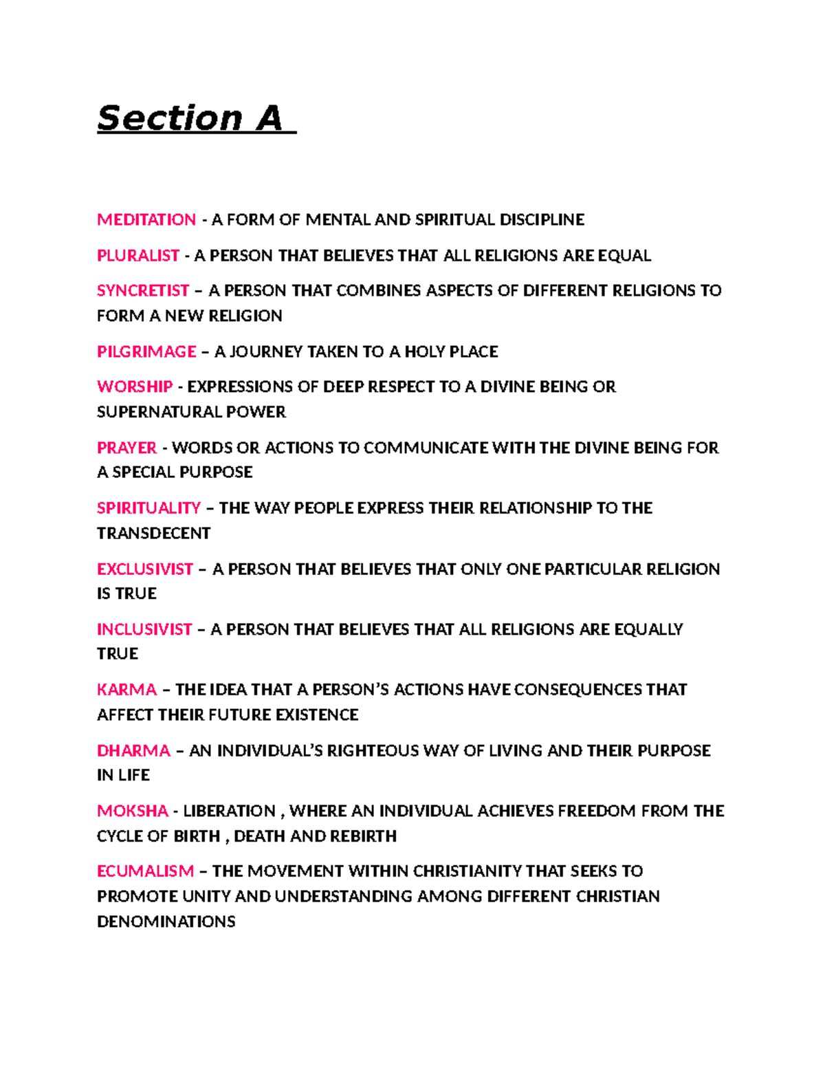 Religion Studies Grade 11 - Section A MEDITATION - A FORM OF MENTAL AND ...