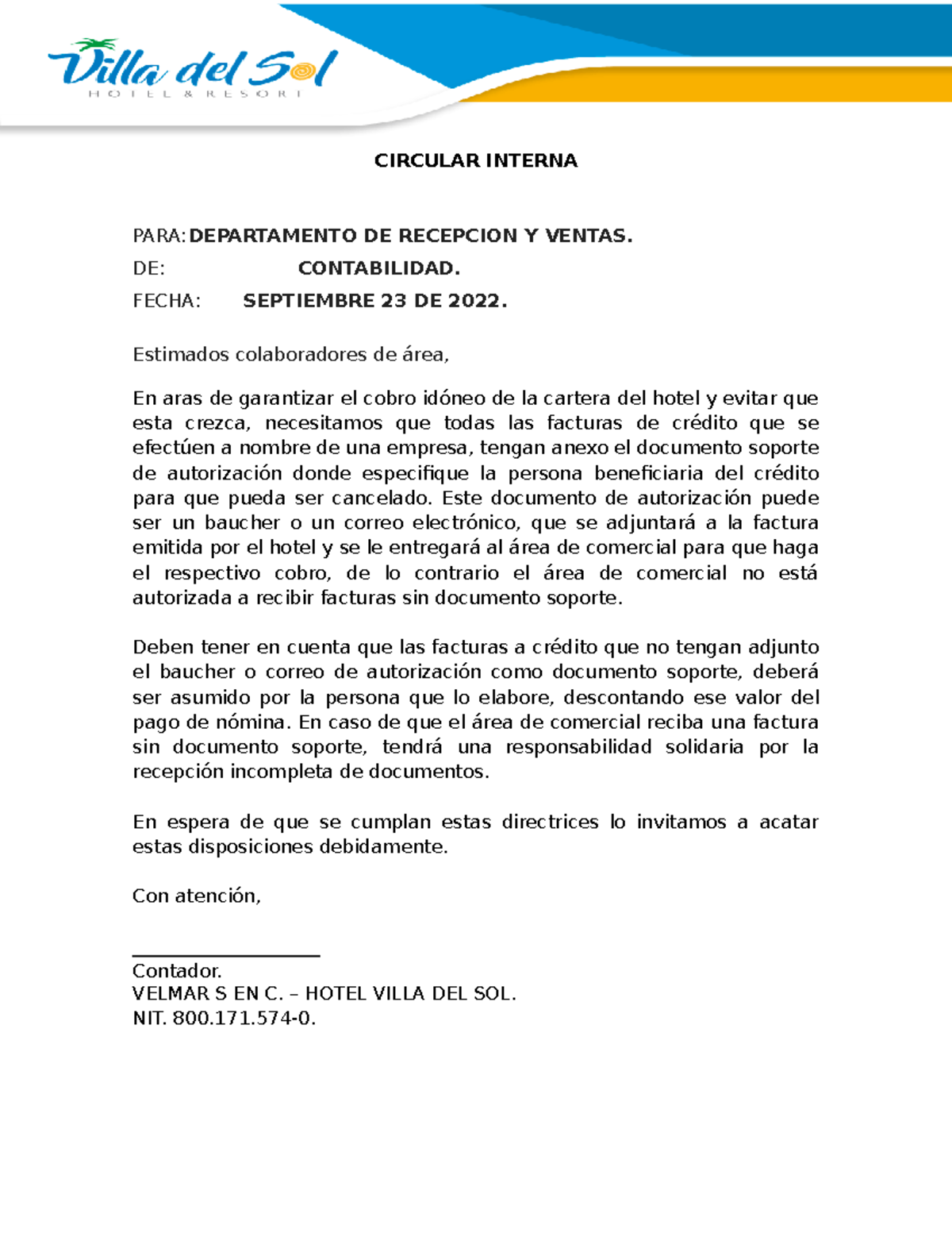 Circular Documentos Soportes EN Facturas Credito - CIRCULAR INTERNA ...