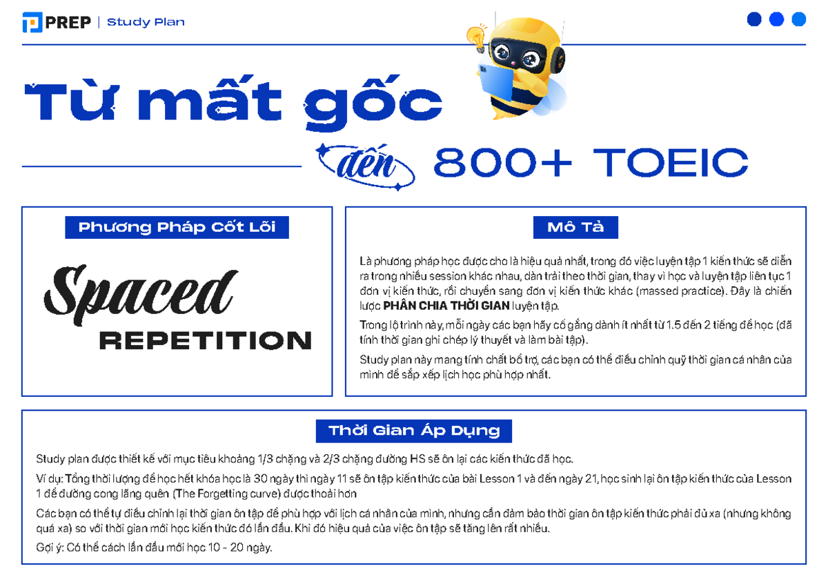 Study Plan Toeic 0-800 - tiếng anh prep - Study plan ược thiết kế với mục tiêu khoảng 1/3 chặng ...