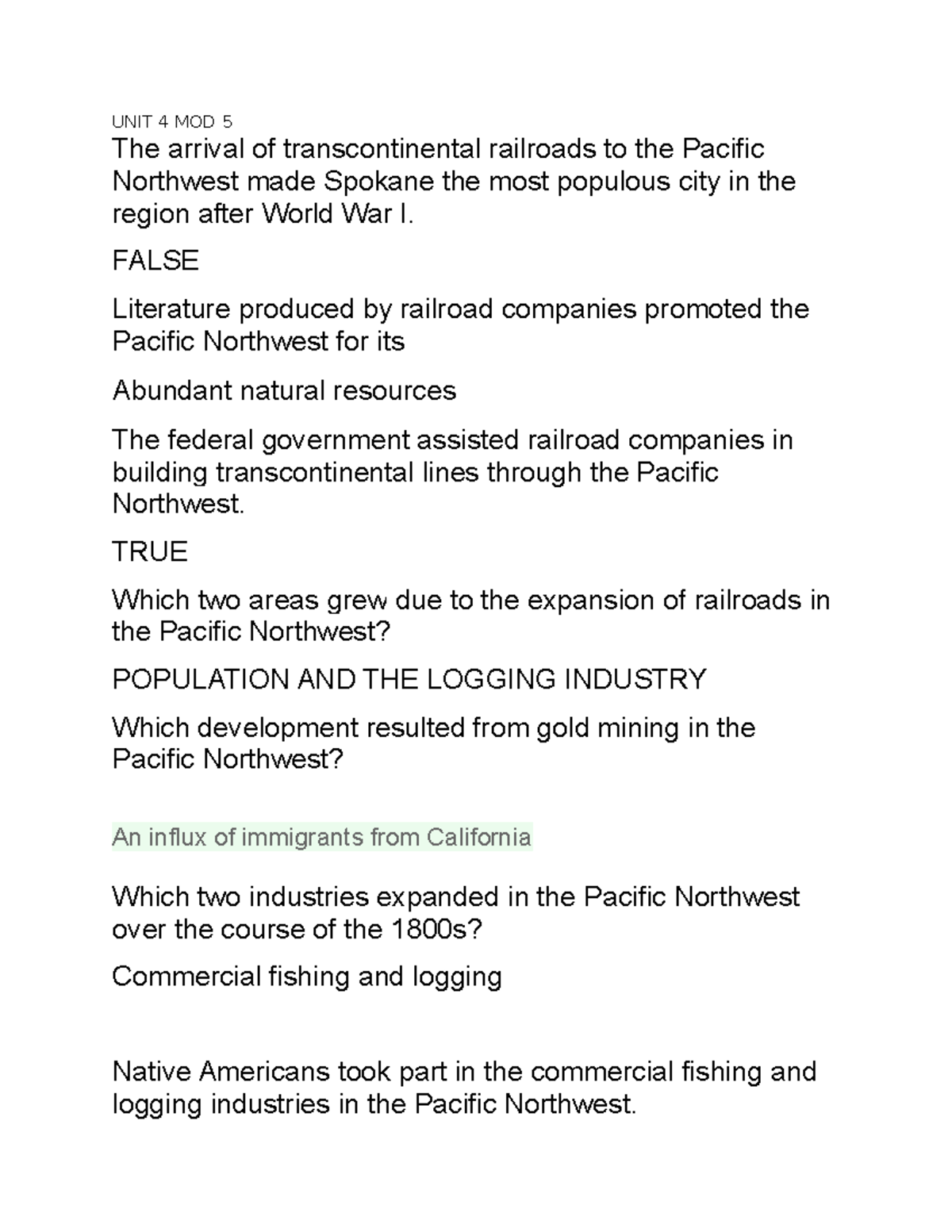 Unit 4 mod 5 - unit 4 mod 5 notes - UNIT 4 MOD 5 The arrival of ...
