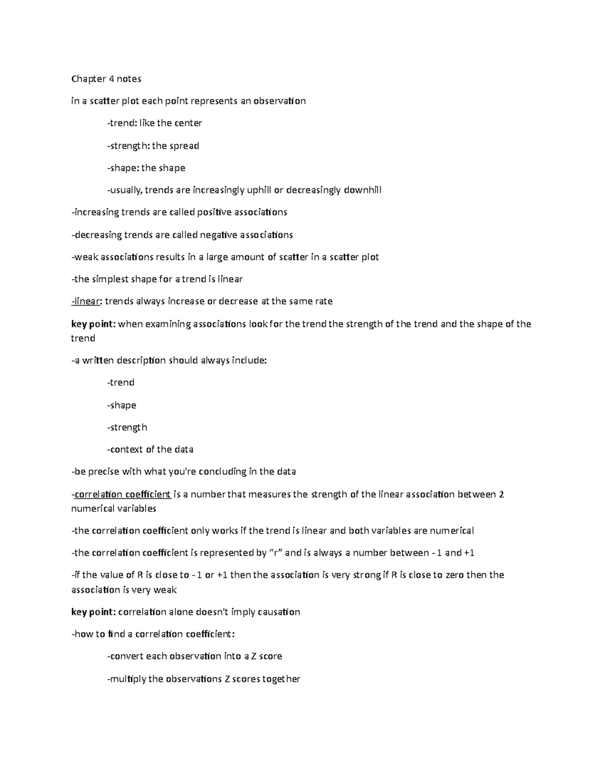 Chapter 4 Notes: Scatter Plots Associations Correlation Regression ...