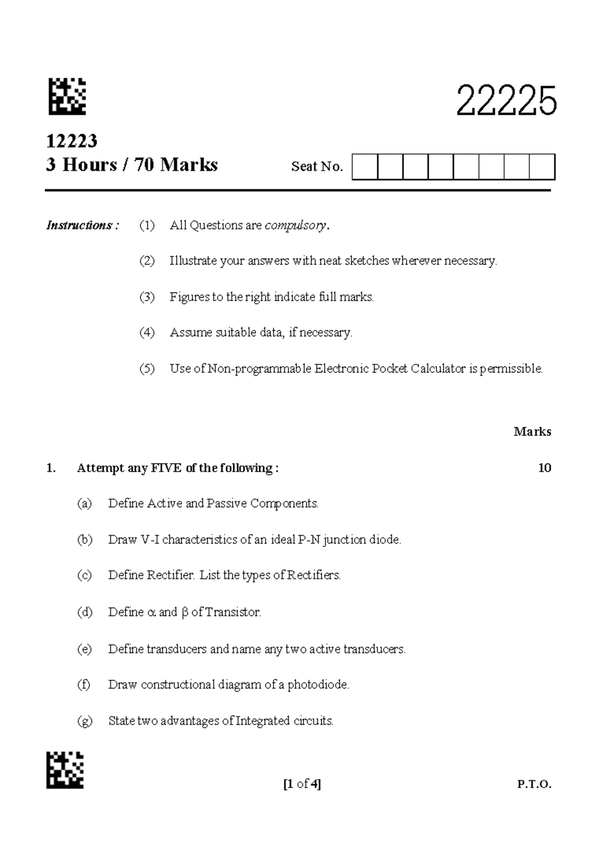 BEC Question-Paper-Winter-2022 - 22225 [1 of 4] P.T. 12223 3 Hours / 70 ...