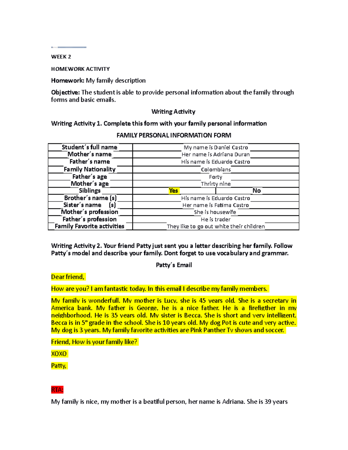 actividad semana 2 week 2 ingles - WEEK 2 HOMEWORK ACTIVITY Homework ...