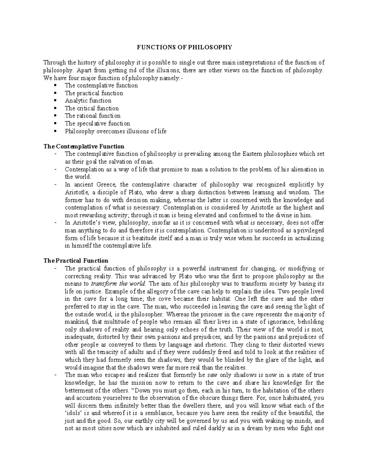 Functions of Philosophy - FUNCTIONS OF PHILOSOPHY Through the history ...