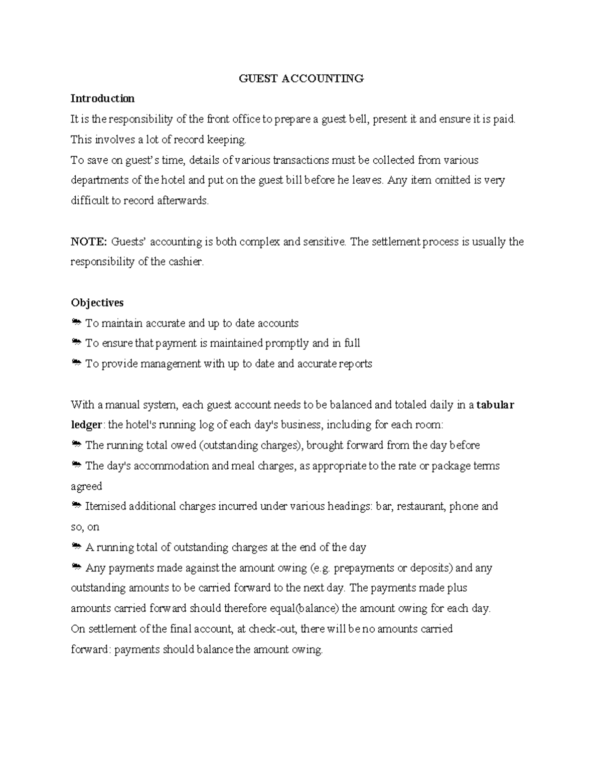 Guest Accounting - GUEST ACCOUNTING Introduction It is the ...