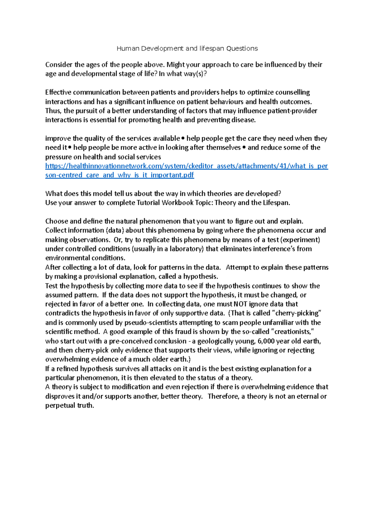 Human Development and lifespan Questions - Human Development and ...