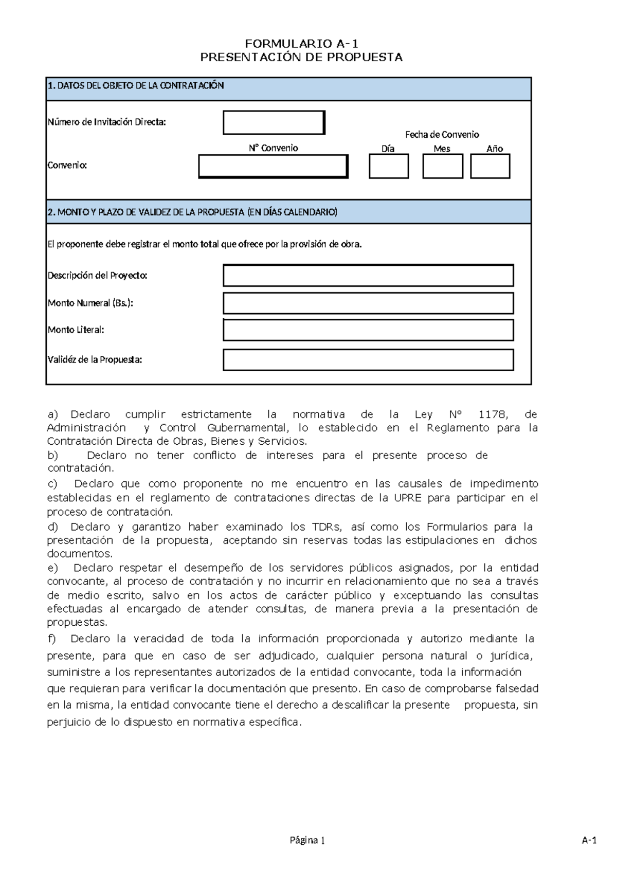Formularios Srl Unipersonal - Página 1 A- FORMULARIO A- 1 PRESENTACIÓN ...