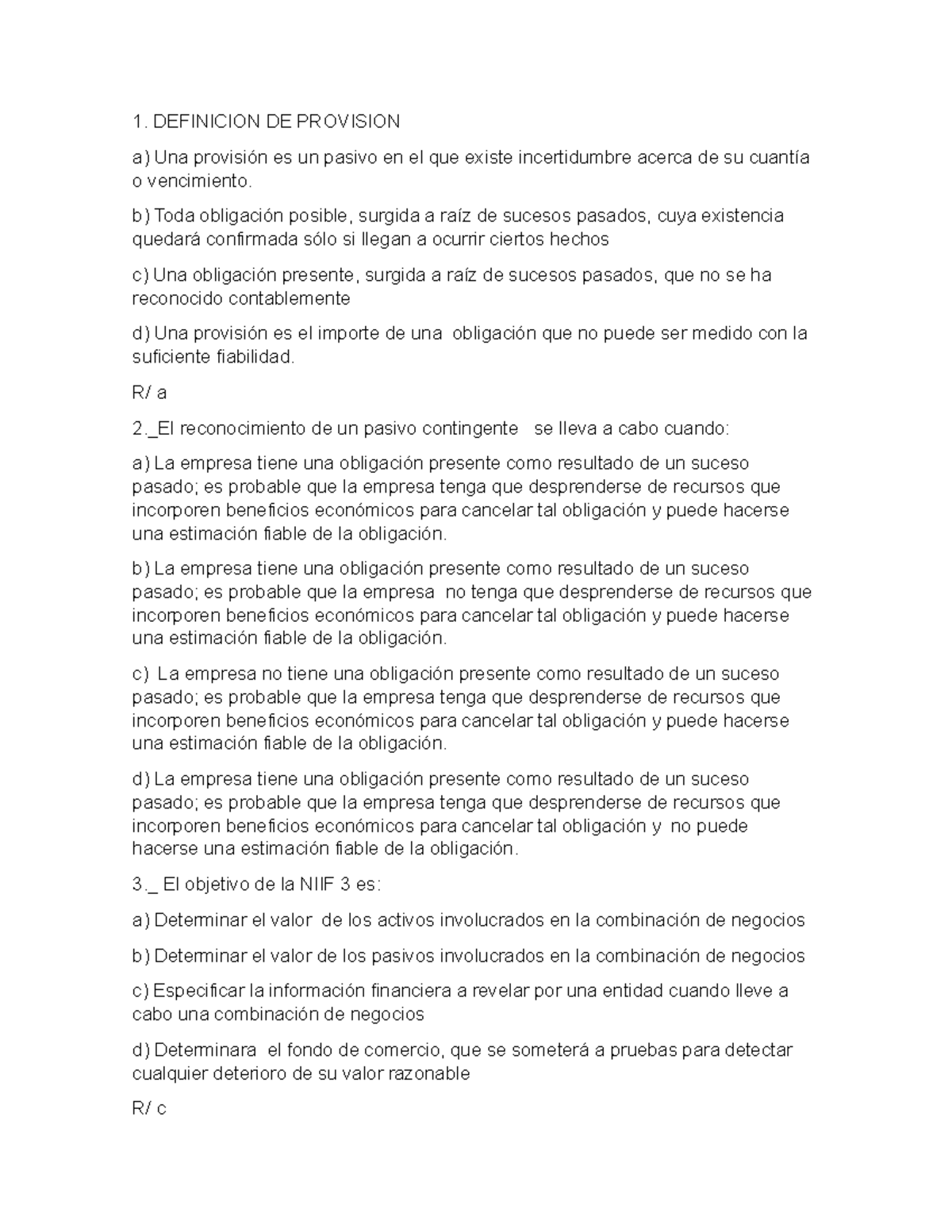 Alejandro Avendaño guai 15 preguntas 1 - 1. DEFINICION DE PROVISION a ...