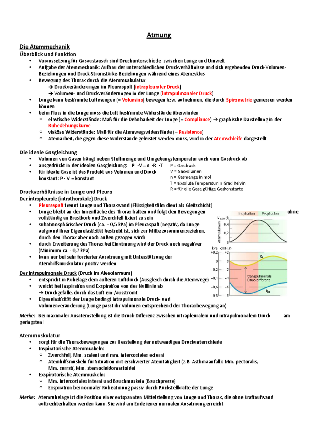 Atmung, Kurzlehrbuch Physiologie - Atmung Die Atemmechanik Überblick ...