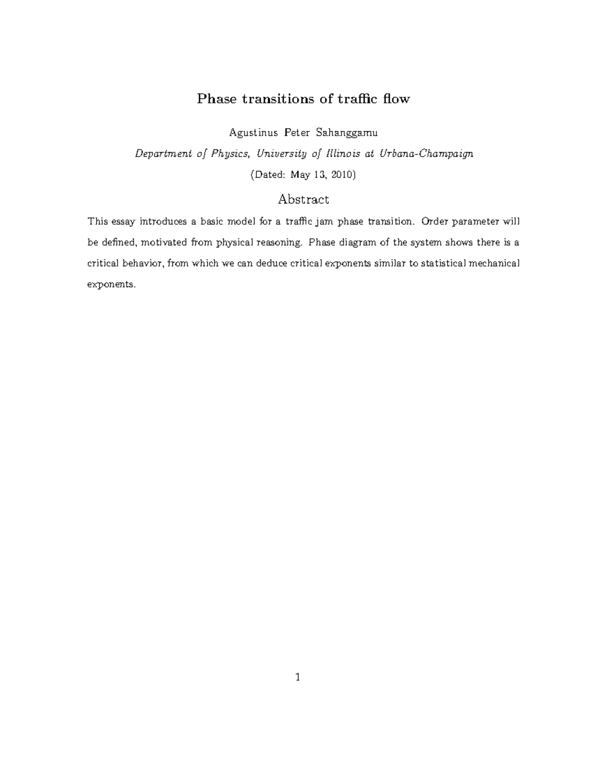 Phase transitions of traffic flow - Phase transitions of traffic flow ...