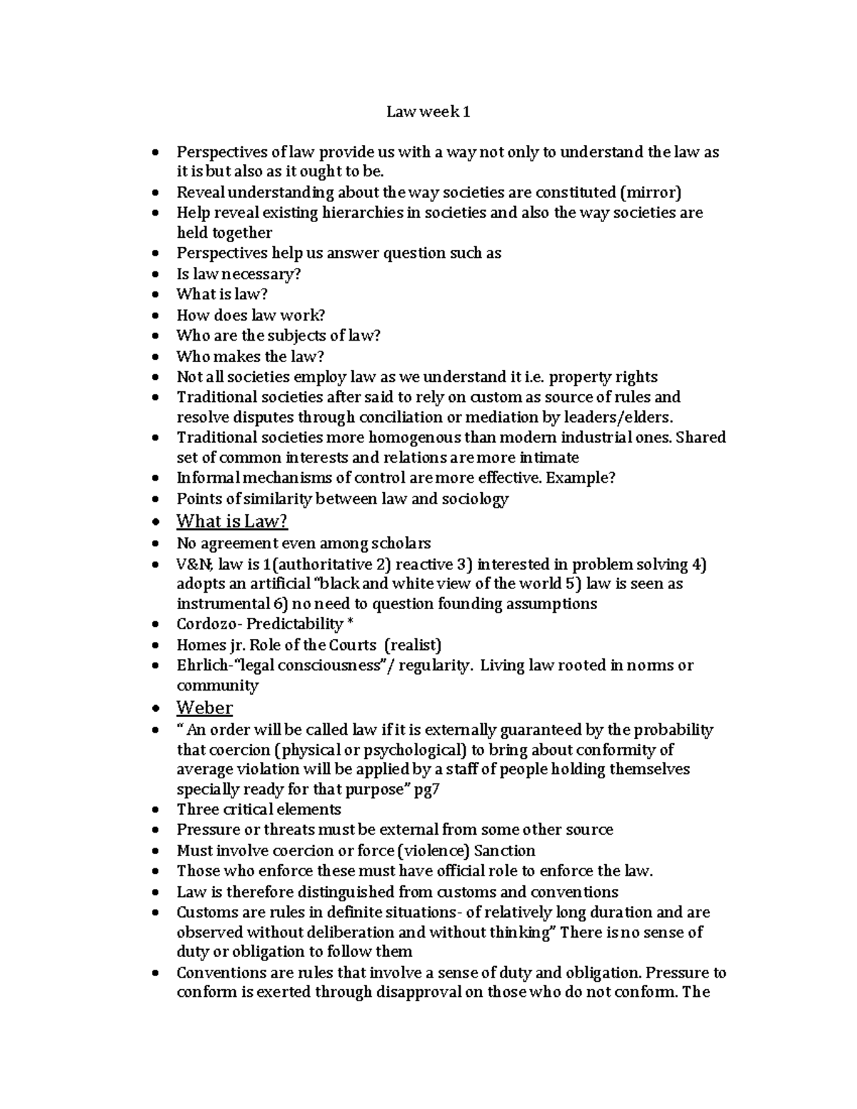 Lecture notes week 1-10 - Law week 1 Perspectives of law provide us ...
