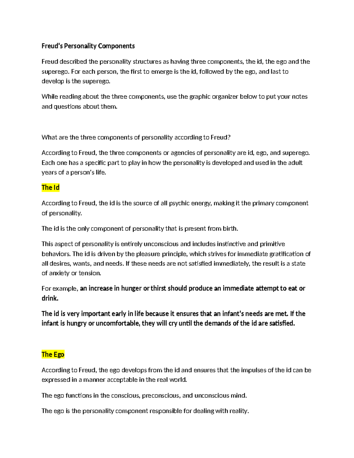 Freud's Persona-WPS Office - Freud's Personality Components Freud ...