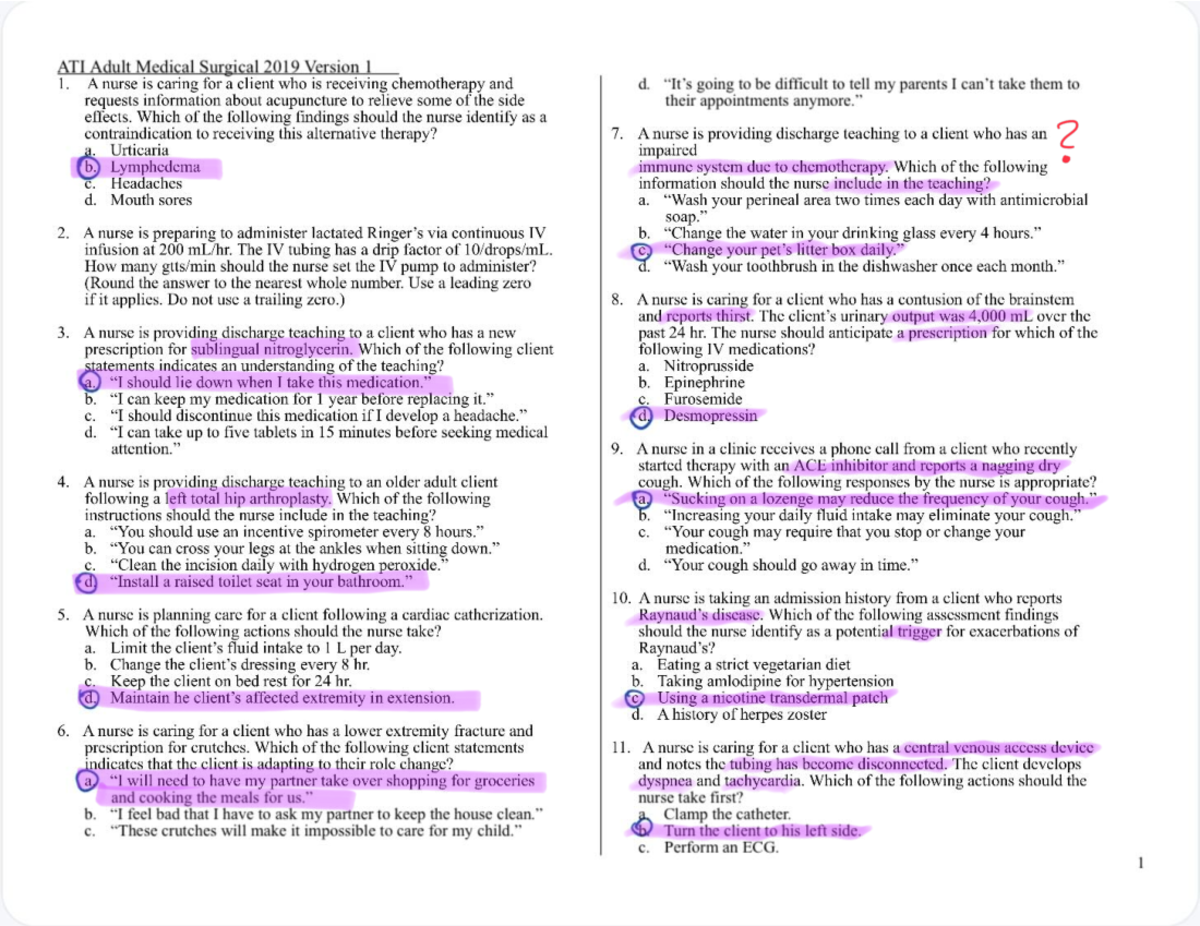Ati practice #3 - Advanced med surg ati - nur 601 - Studocu