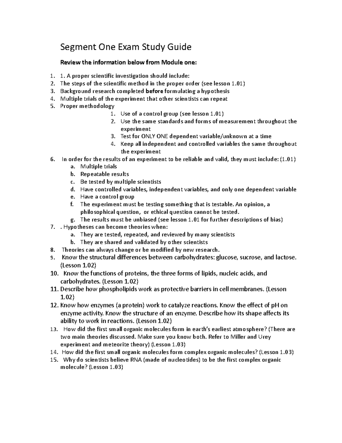 Segment One Exam Study Guide V23 - Segment One Exam Study Guide Review ...
