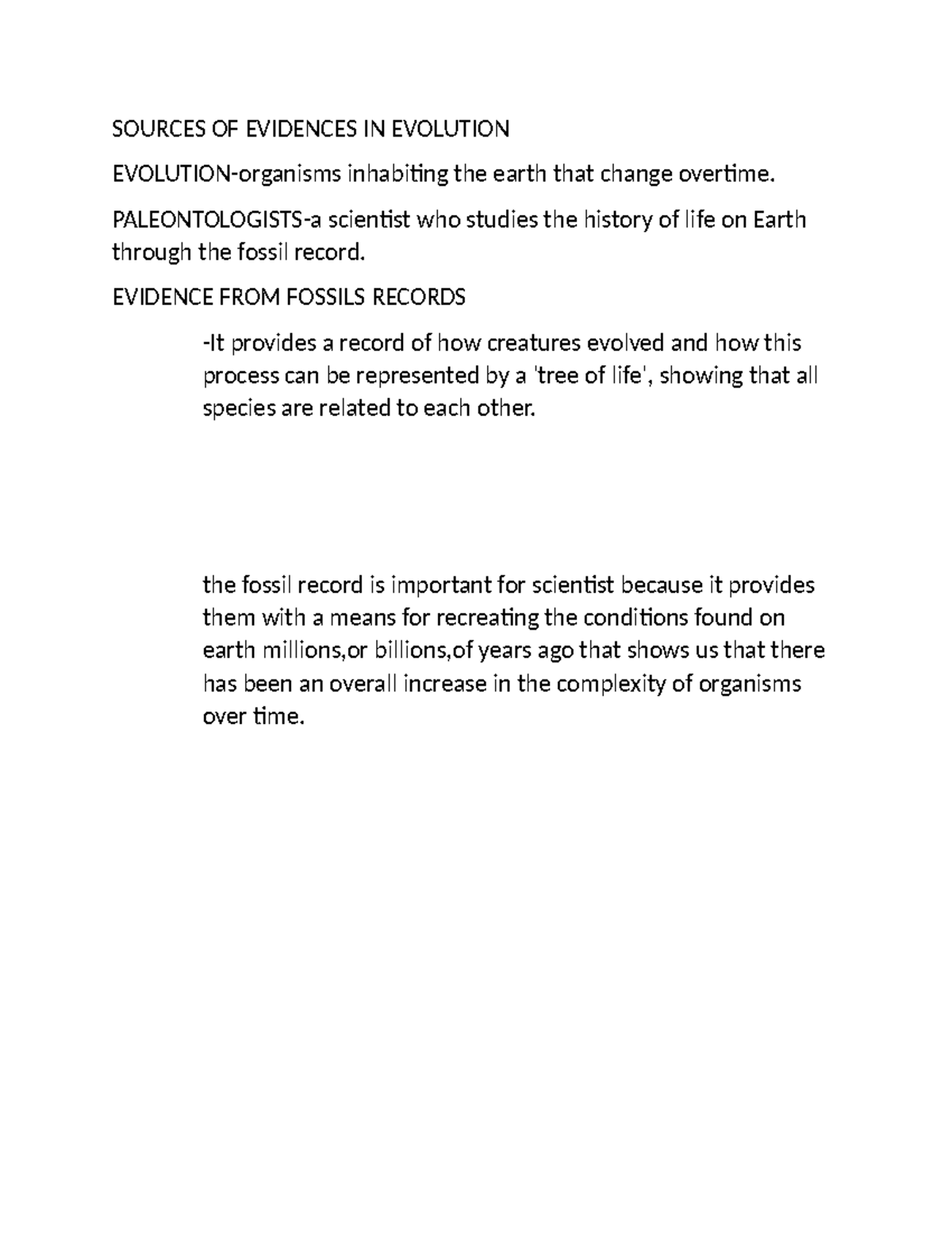 Evolution - how does the world evolve through out the time - SOURCES OF ...