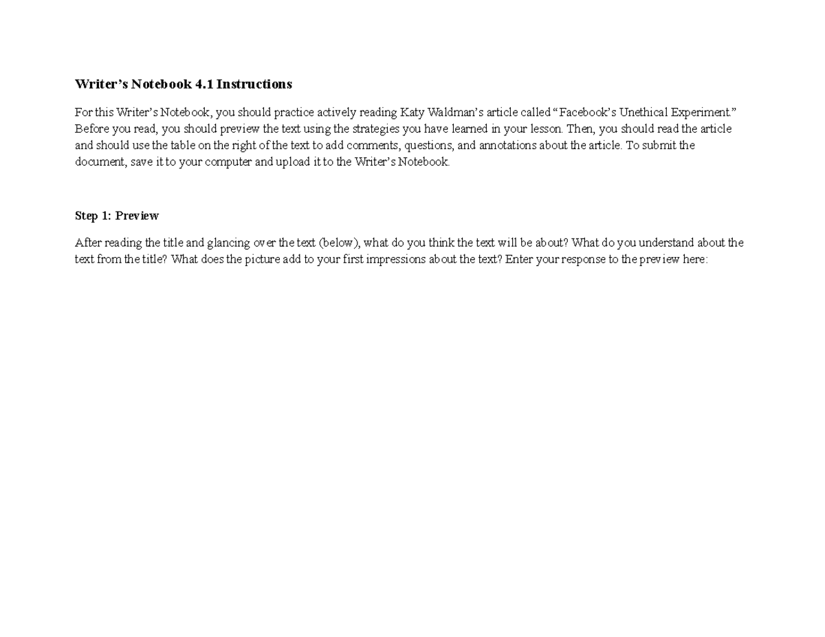 Active Reading Writers Notebook 4 1(1)(1) - Writer’s Notebook 4 ...