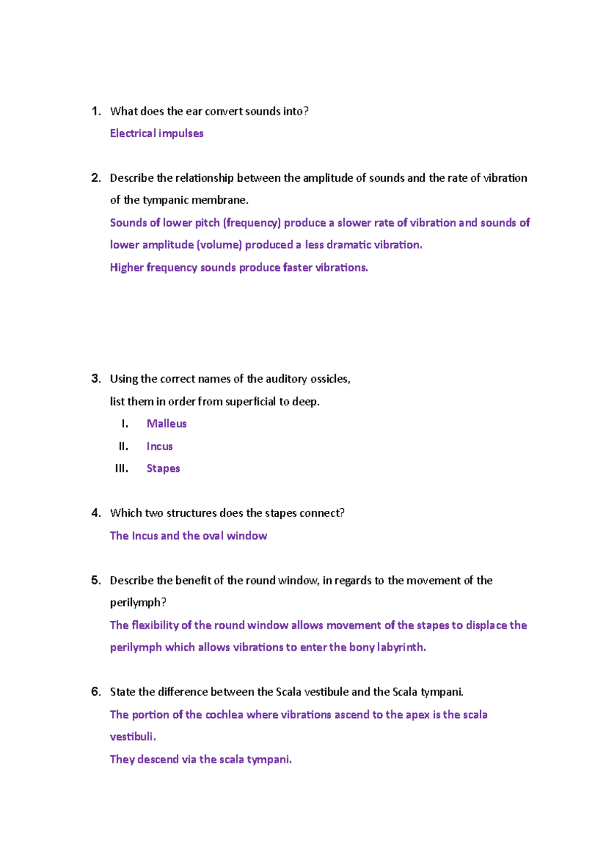 Worksheet answers for review vision and hearing - 1. What does the ear ...