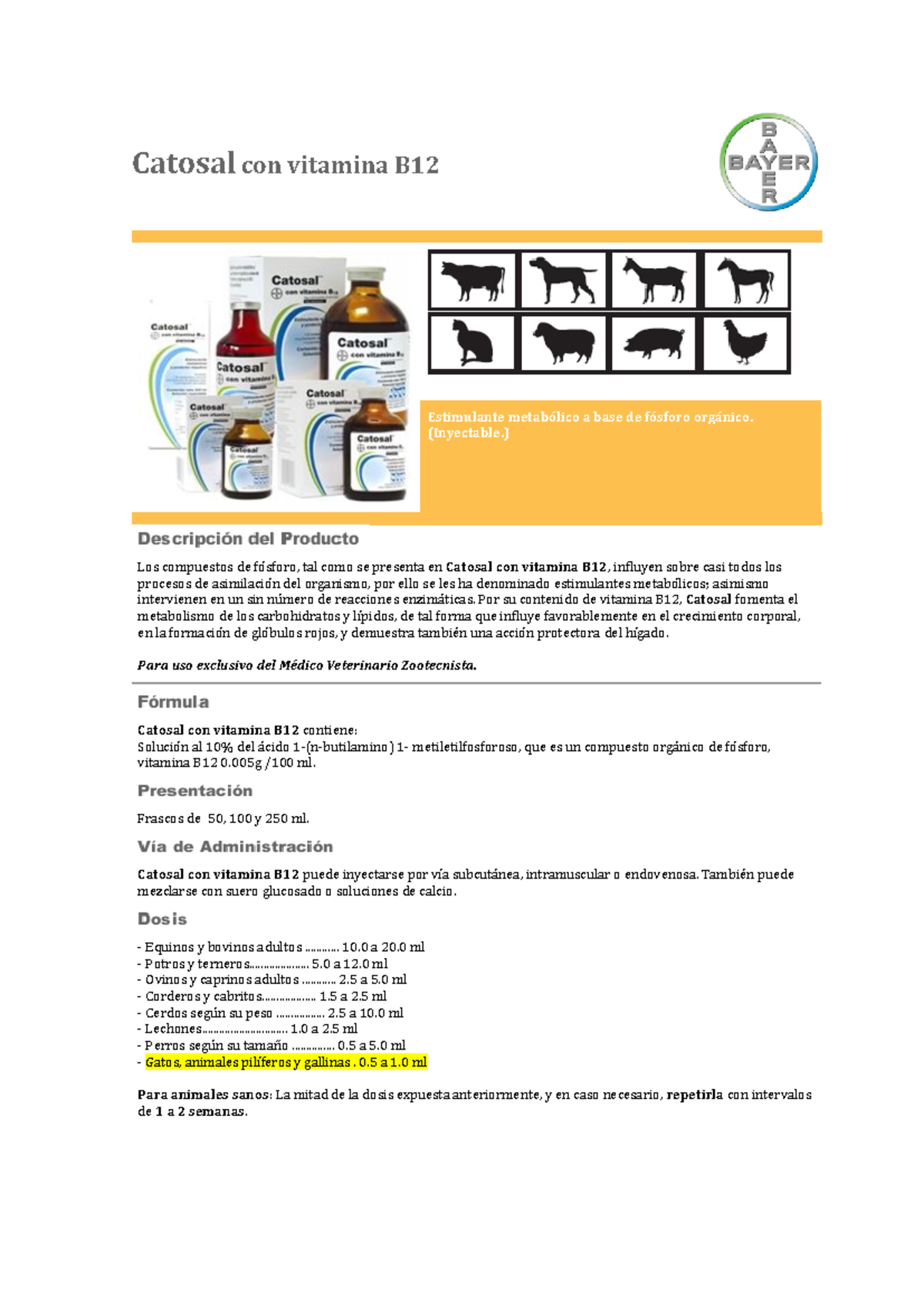 Ficha Tecnica Catosal con vitamina B12 - Catosal con vitamina B ...