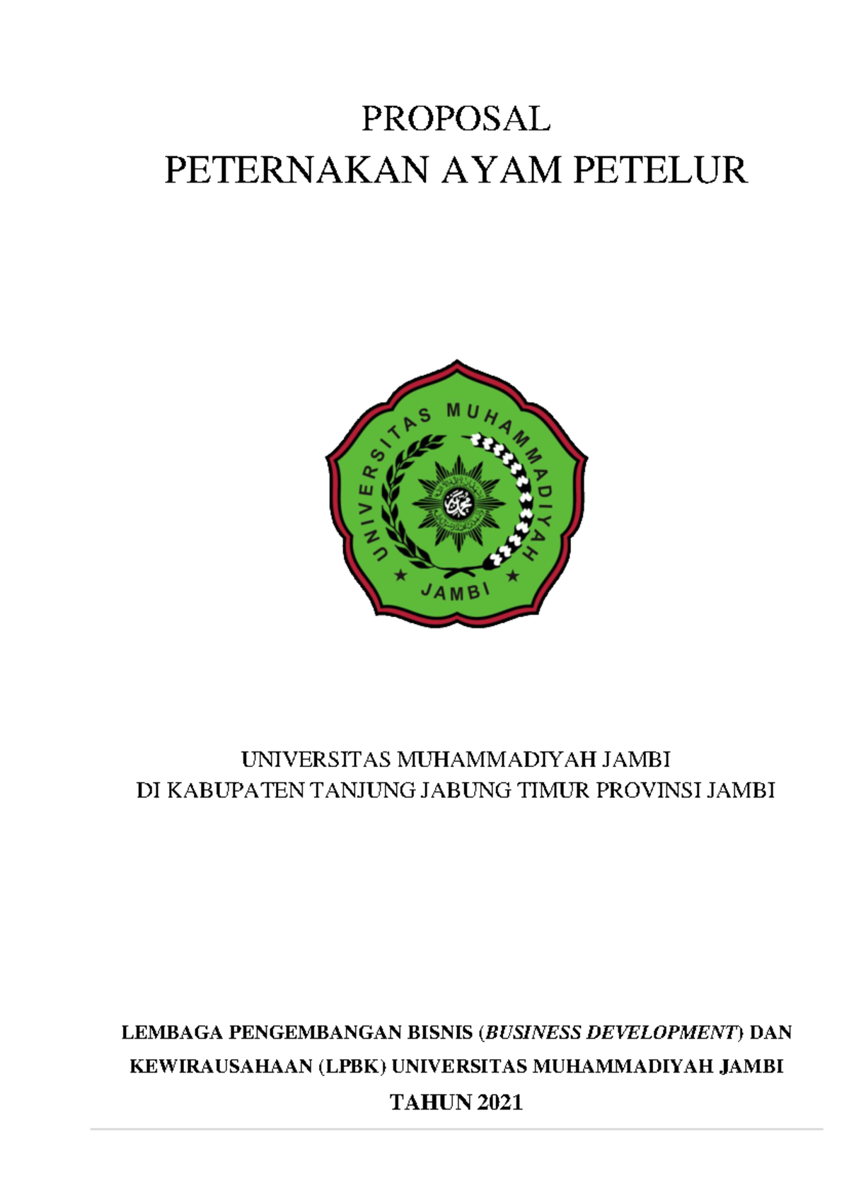 002001 Proposal Usaha AYAM Petelur - PROPOSAL PETERNAKAN AYAM PETELUR UNIVERSITAS MUHAMMADIYAH ...