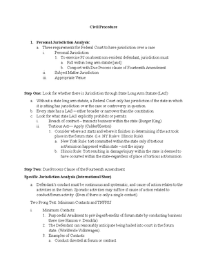 Civil Procedure Outline - CIVIL PROCEDURE OUTLINE – FALL 22 – PROF. QUINN Welcome to the world ...