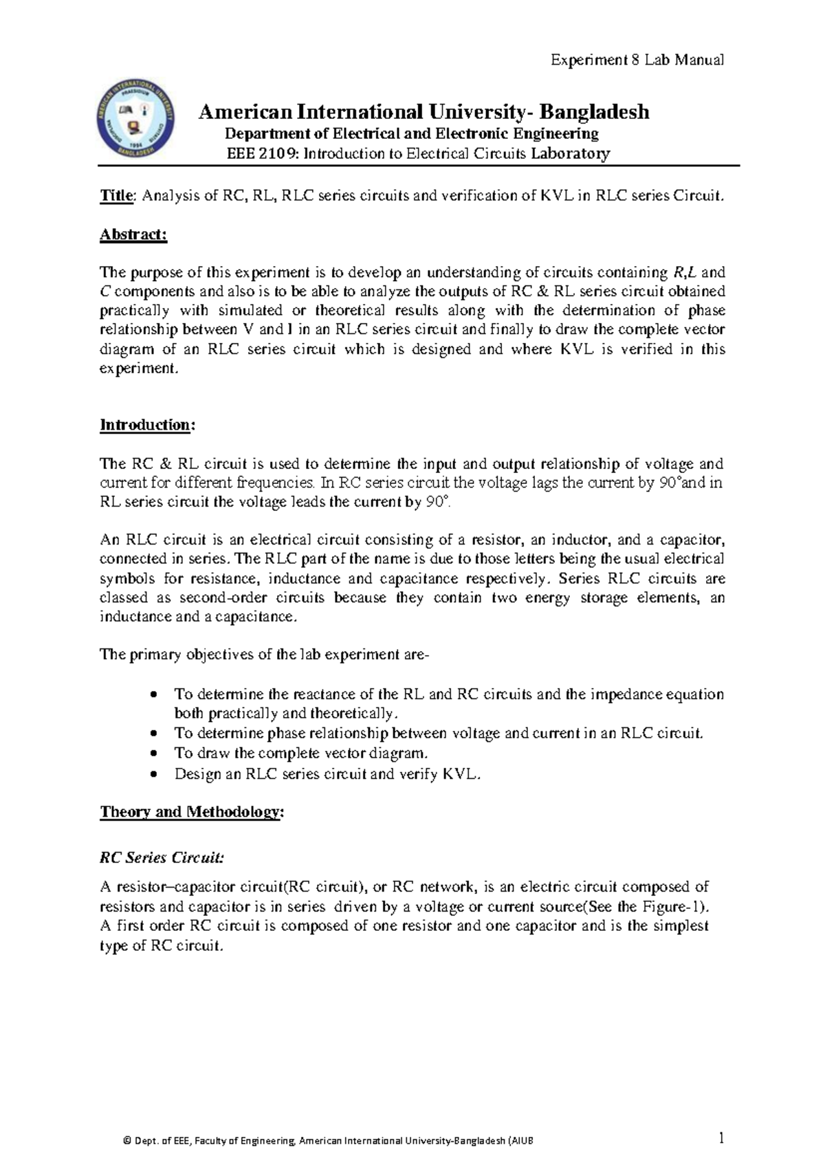 IEC LAB EXP 08 FALL 23-24 - American International University ...