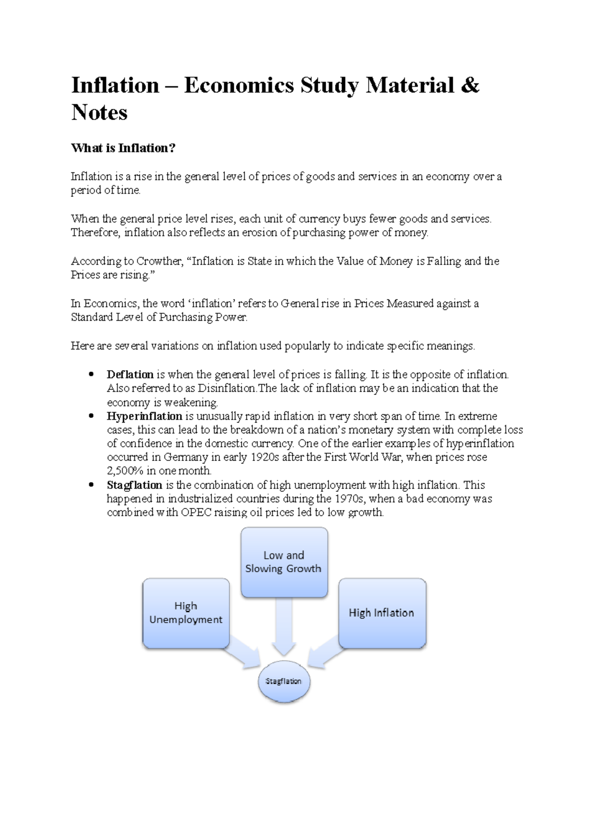 Inflation - When the general price level rises, each unit of currency ...