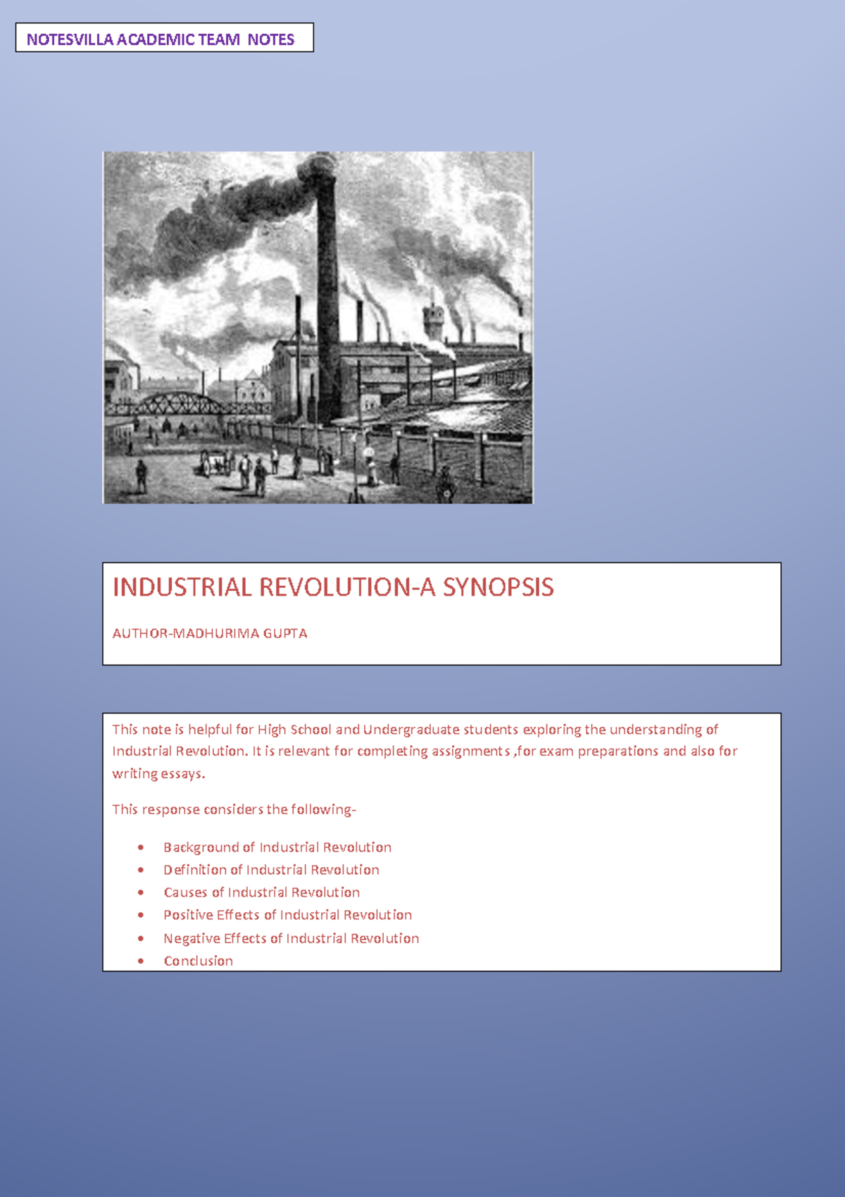 Industrial-revolution-final - This note is helpful for High School and ...