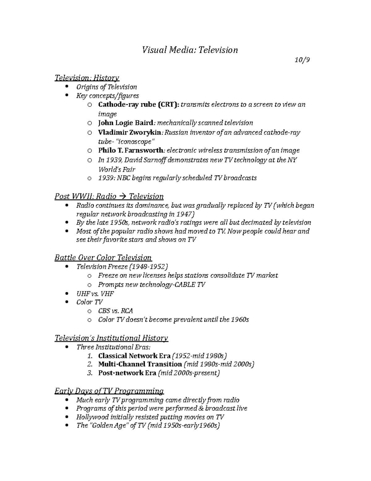 Visual Media; Television - Visual Media: Television 10/ Television ...