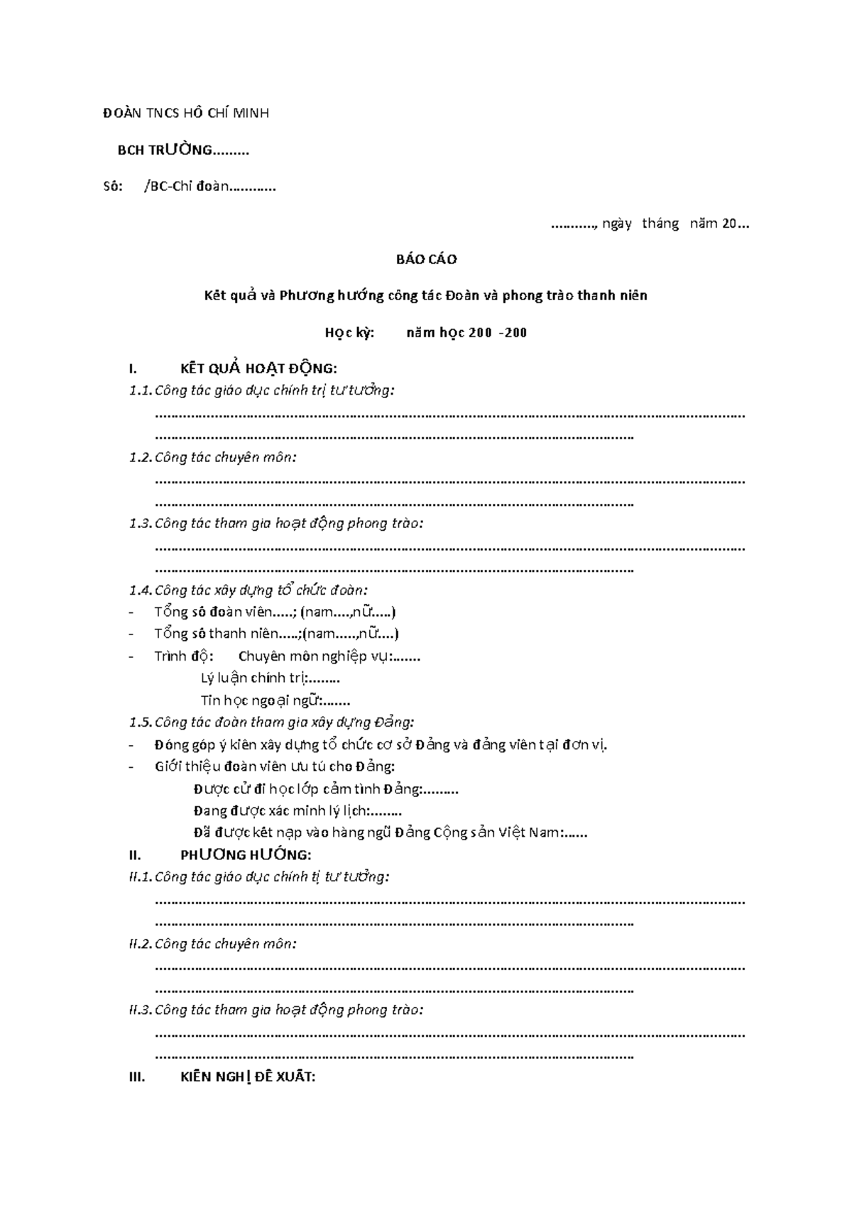 ĐOÀN TNCS HỒ CHÍ MINH - NO INFORMATION - ĐOÀN TNCS HỒỒ CHÍ MINH BCH TR ...