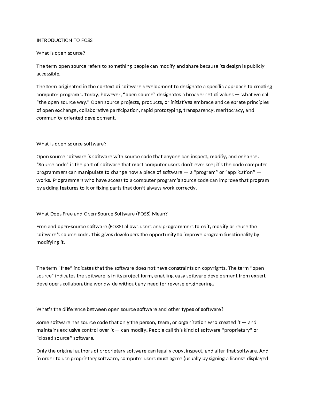 Introduction TO FOSS WPS Office - INTRODUCTION TO FOSS What is open ...