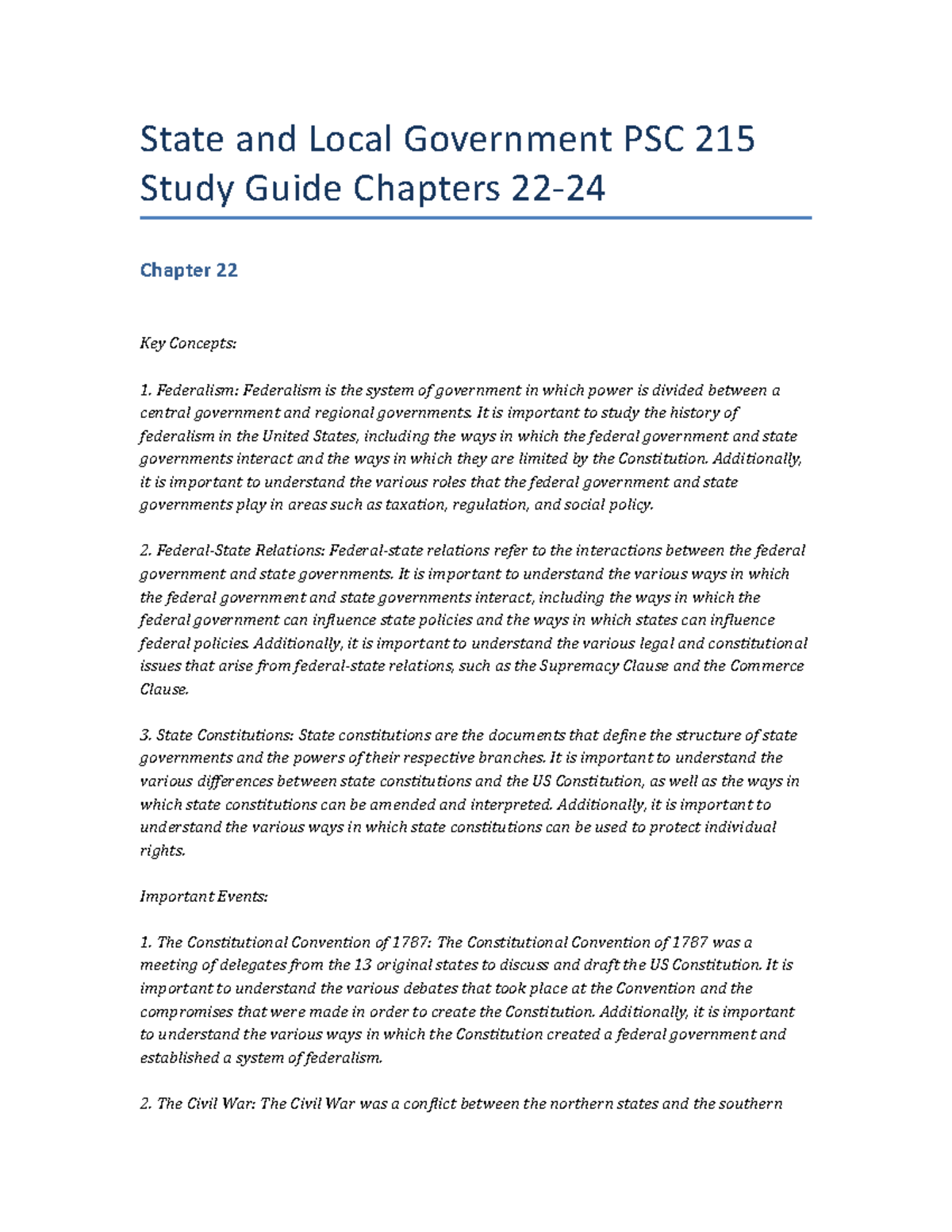 State and Local Government PSC 215 Study Guide Chapters 22-24 - It is ...